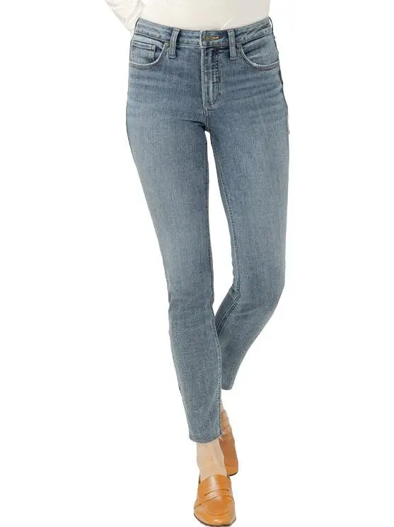 SILVER JEANS CO. Most Wanted Mid Rise Skinny Jeans With Raw Hem - Elenore