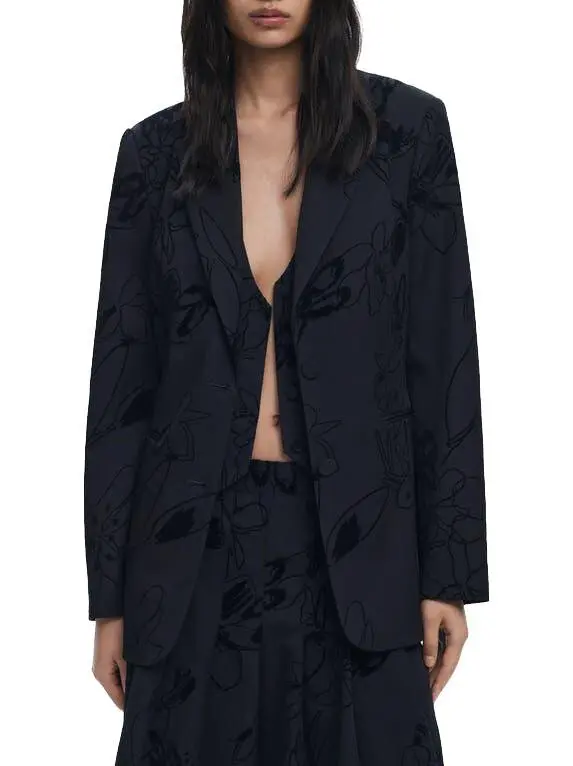 Desigual Tonal Floral Blazer - Black