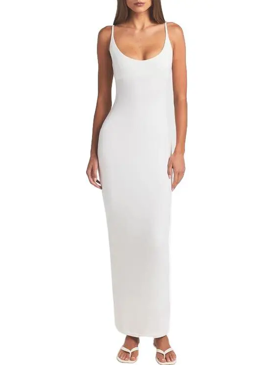 SKIMS Smooth Lounge Skimpy Scoop Neck Maxi Dress - Egret