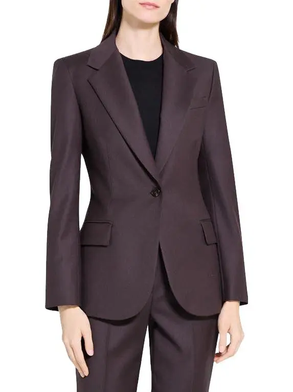 Theory Lynnia Sleek Virgin Wool Blazer - Cacao