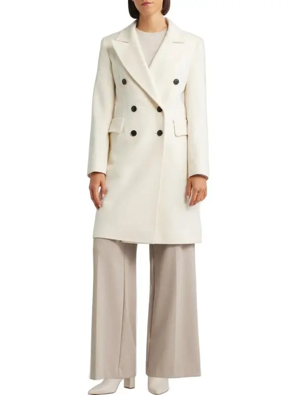 Fleurette Bianca Double Breasted Wool Coat - Parchment