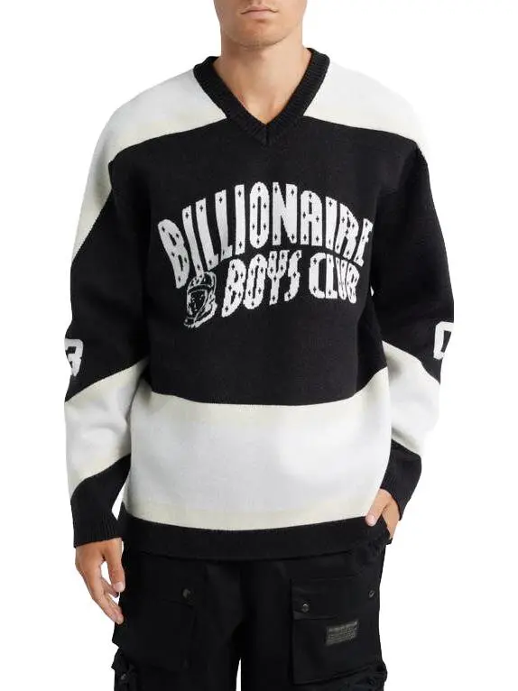 BILLIONAIRE BOYS CLUB V-neck Jersey Sweater - Black