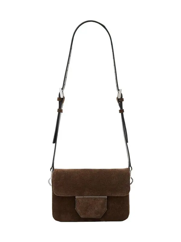 ALLSAINTS Jupiter Suede Crossbody Bag - Fango Brown