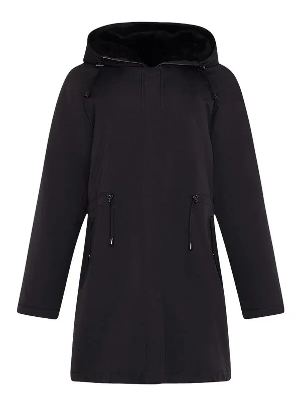 Gorski Reversible Shearling Hooded Coat - Black/black