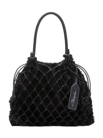 3.1 Phillip Lim Faux Fur Macrame Mini Sac - Black