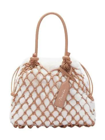 3.1 Phillip Lim Faux Fur Macrame Mini Sac - Ivory /camel