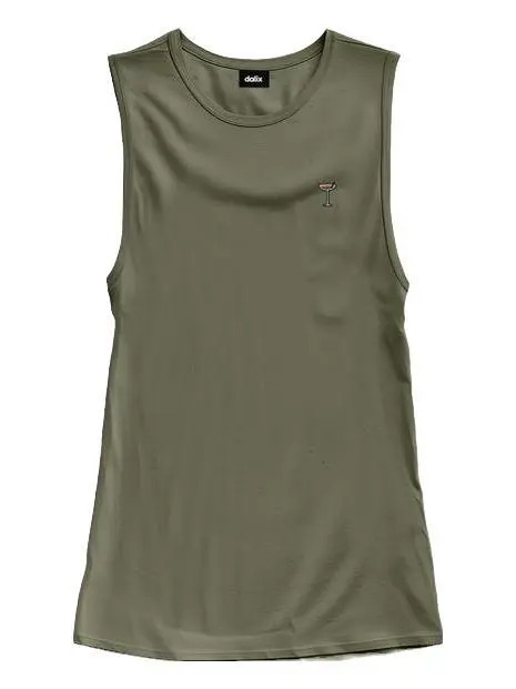 DALIX Coffee Martini Muscle Tank - Mil Green