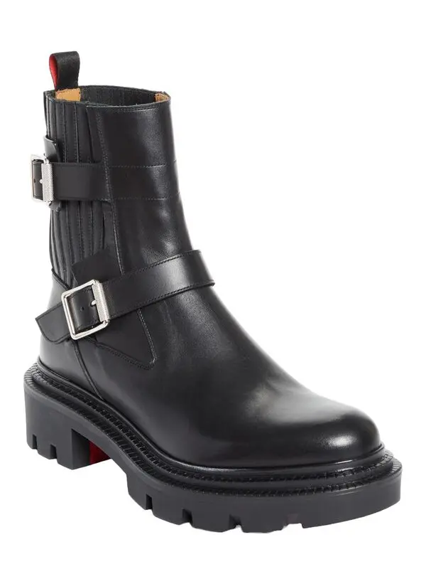 CHRISTIAN LOUBOUTIN Oxybootie College Lugged Engineer Boots - Black