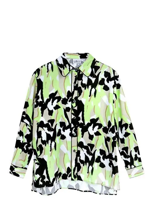 UNTITLED IN MOTION Manifest Printed Silky Button-up Shirt - Iris