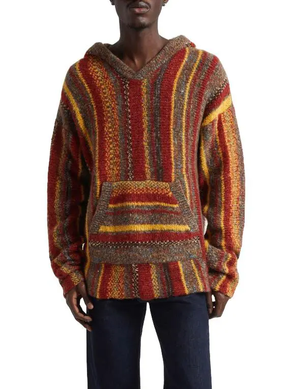 THE ELDER STATESMAN Cabin Stripe Baja Cashmere Blend Hoodie Sweater - Cabin Stripe Multi