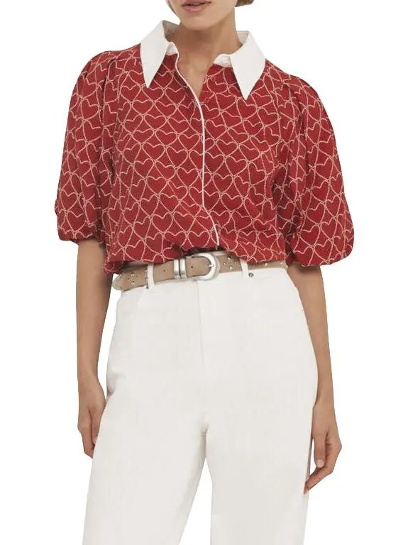 Mint Velvet Heart Print Shirt - Red