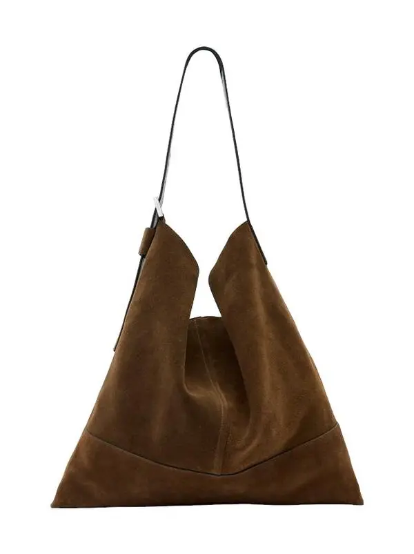 ALLSAINTS Asha Suede Shoulder Bag - Fango Brown