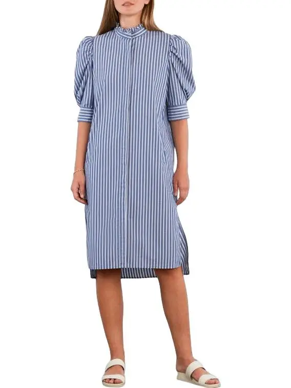 BILLY T Striped Cotton Shirtdress - Regatta Blue