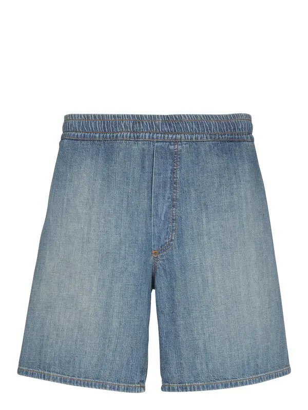 Balmain Faded Denim Shorts - Blue