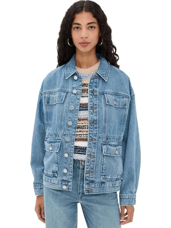 Rag & Bone Amy Cinched Denim Trucker Jacket - Ithca