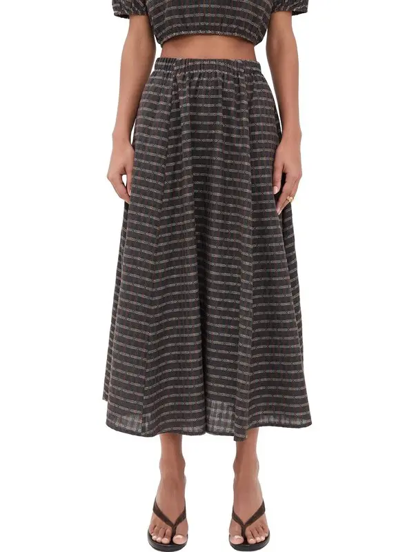 LE BOP Chambray Check Pattern Skirt - Gunmetal Plaid