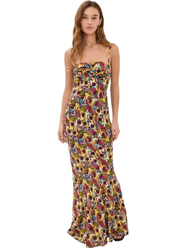 Saloni Renee Long Dress - Astilbe Rouge