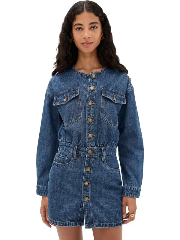 Blanknyc Ready Set Go Denim Mini Dress - Med Indigo