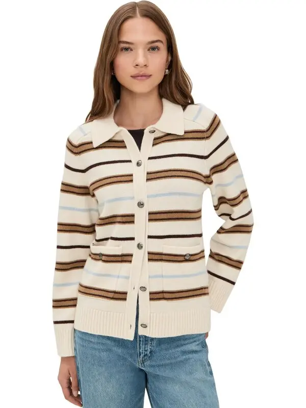 Rag & Bone Striped Wool Cardigan - Ivory Multi