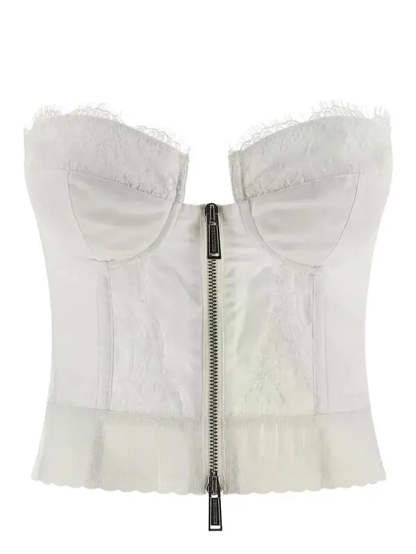 Dsquared2 Lace-trim Zip-front Corset - White