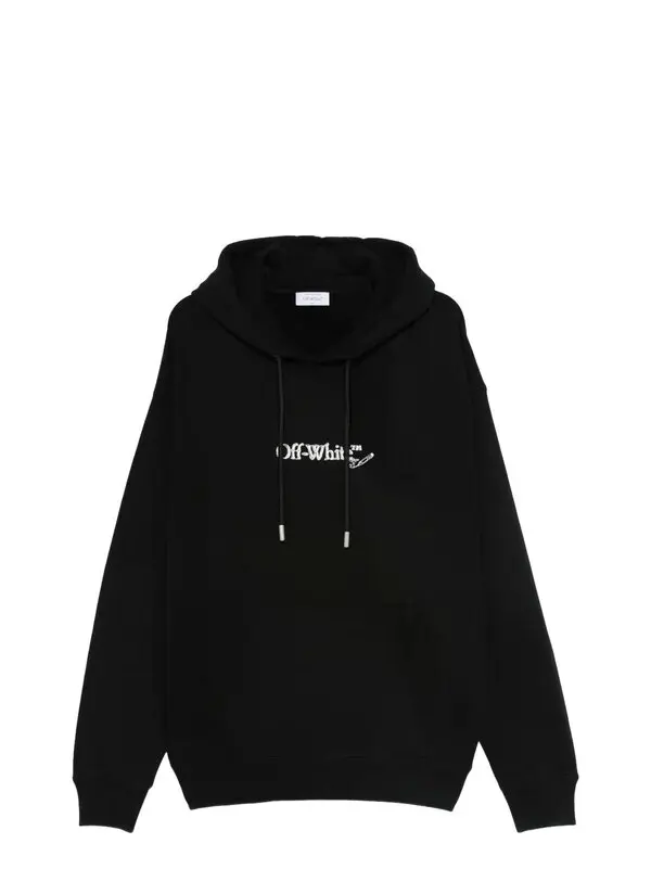 Off-White Logo-embroidered Drawstring Hoodie - Black