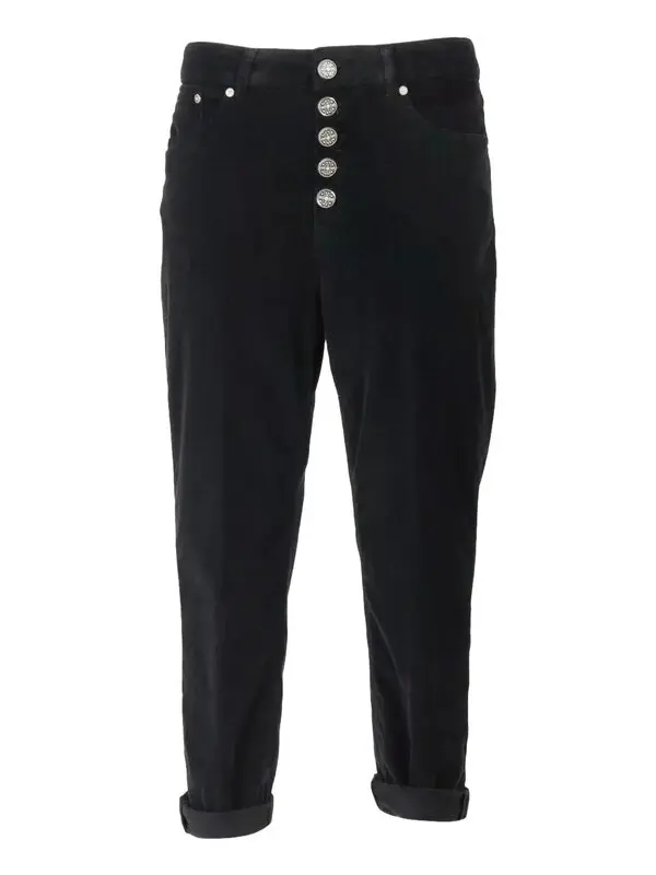 DONDUP Corduroy Trousers With Button Detailing - Black