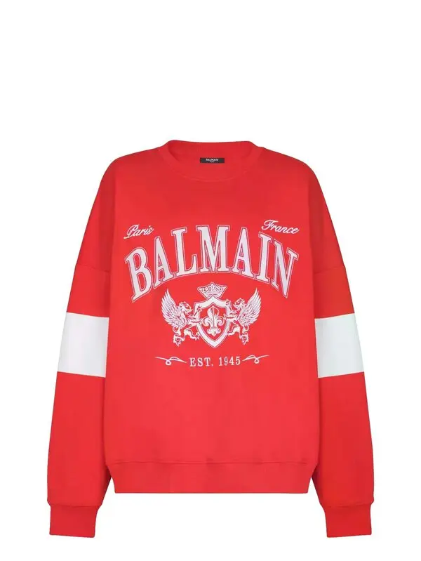 Balmain Logo-print Cotton Sweatshirt - Red