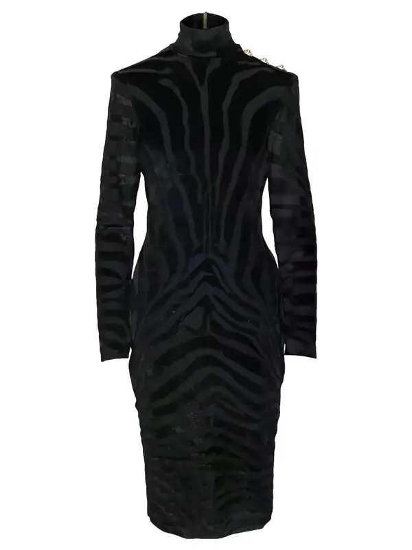 Balmain Zebra-pattern Midi Dress - Black