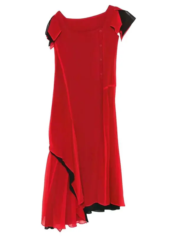 Yohji Yamamoto Square-neck Draped Dress - Red