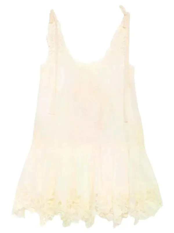 Zimmermann Cascadian Lace Mini Dress - Neutrals