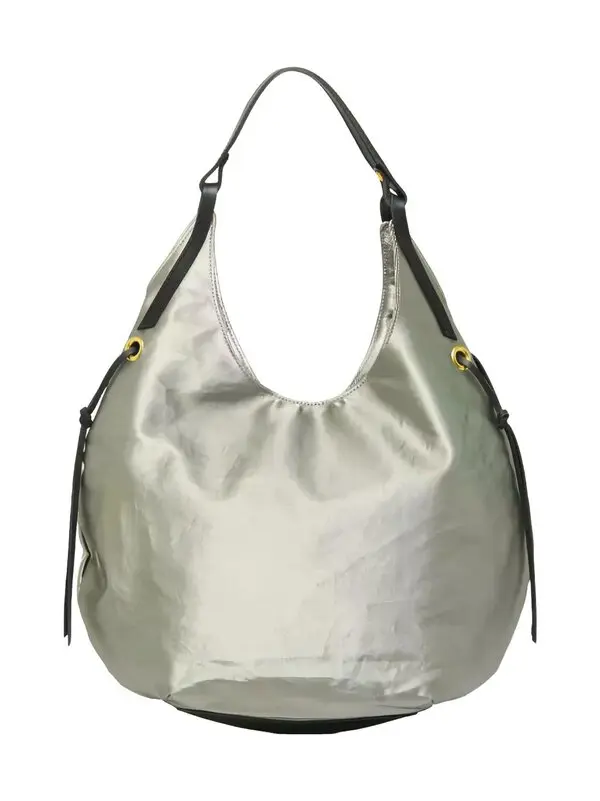 JACK GOMME Leather-trimmed Linen Shoulder Bag - Silver