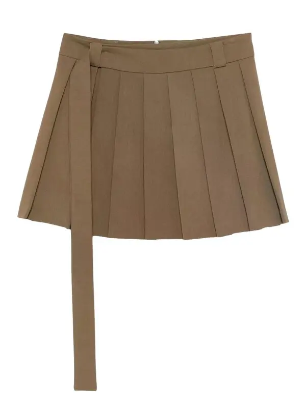 ELEH Pleated Belted Skirt - Green