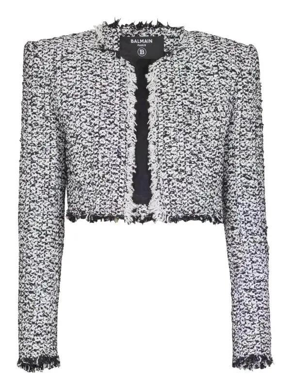 Balmain Tweed Fringed Jacket - White