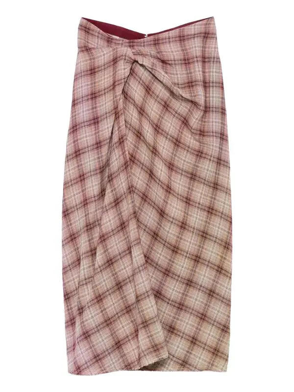 MARANT ETOILE Checked Pattern Wrap Midi Skirt - Pink