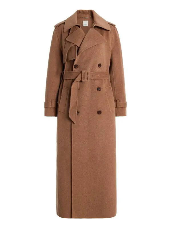 Simkhai Rumi Long Wool Trench Coat - Tan