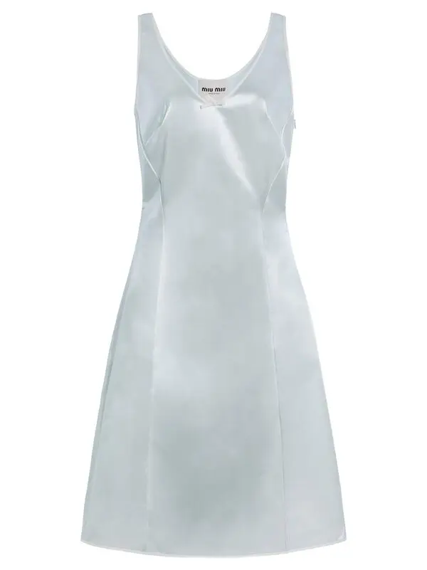 Miu Miu Cotton-blend Satin Mini Dress - Light Blue