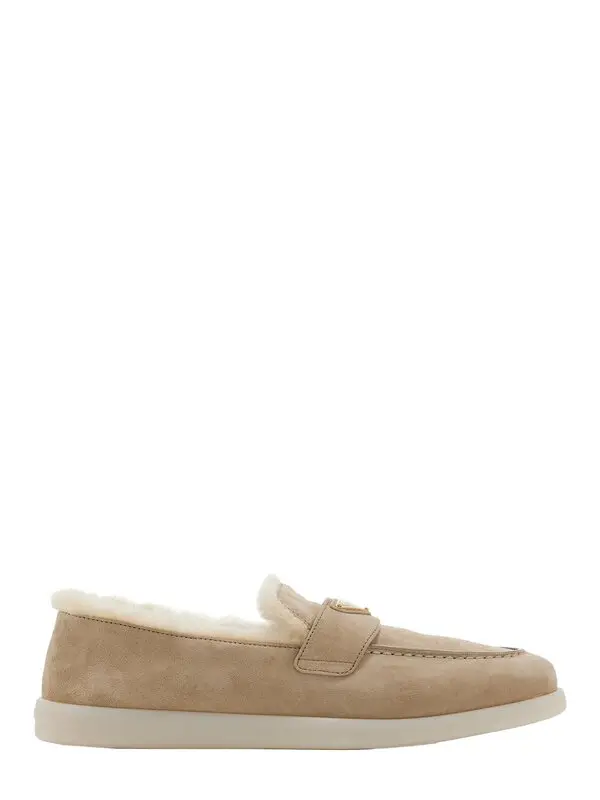 Prada Saint Tropez Shearling Loafers - Neutral