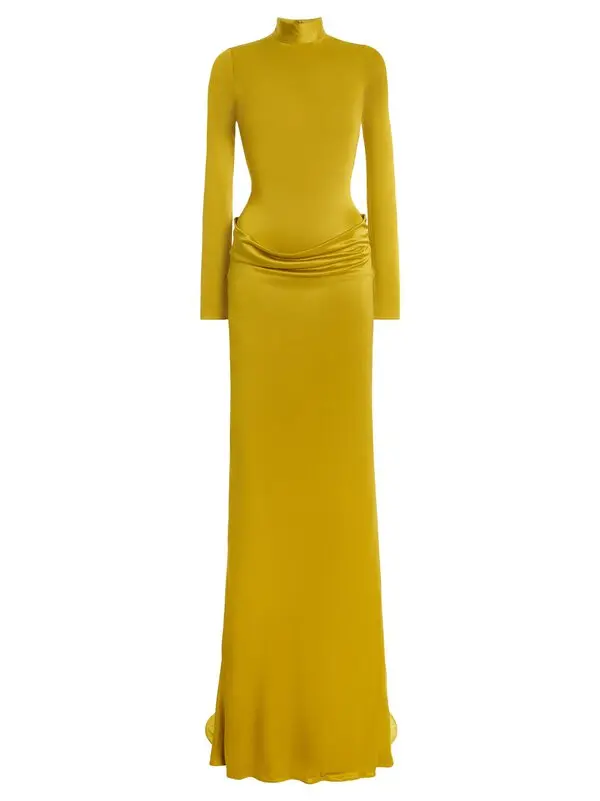 Burc Akyol Caryatide Draped Gown - Yellow