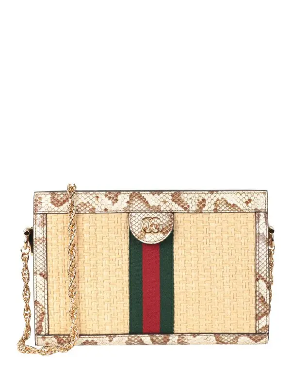 Gucci Ophidia Straw Small Shoulder Bag - Cream