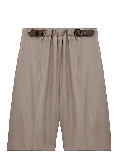 Loewe Belted Drape Wool Shorts - Beige Melange
