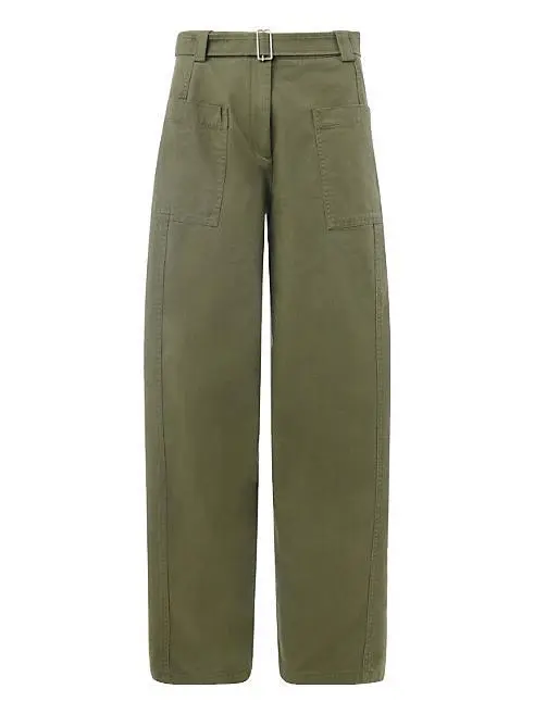 Whistles Belted Barrel-leg High-rise Trousers - Khaki/olive