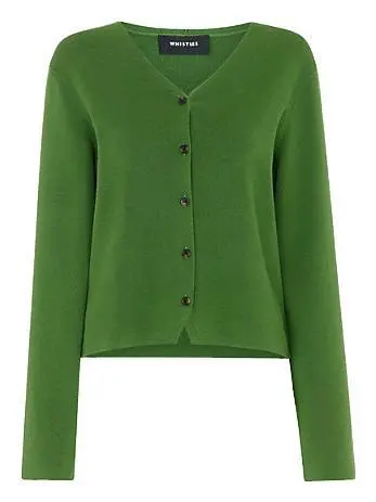 Whistles V-neck Cotton-blend Cardigan - Green