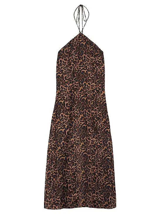 The Kooples Print Open-back Woven Maxi Dress - Leopard