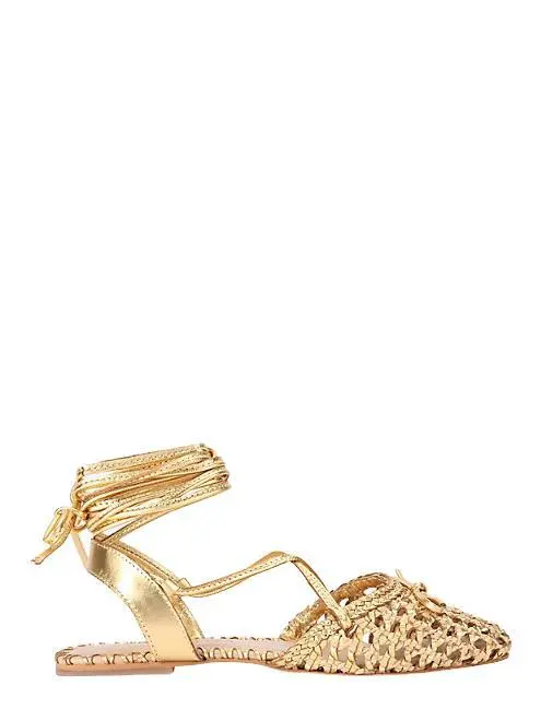 Kurt Geiger Marlowe Woven Leather Sandals - Gold