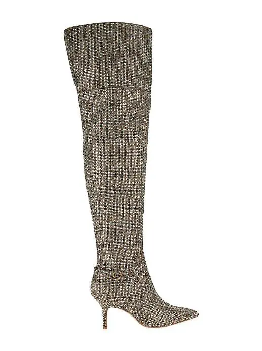 Kurt Geiger Mayfair Heeled Over-the-knee Boots - Beige Comb