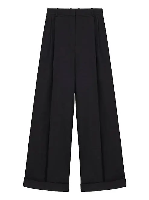 Loewe Wide-leg High-rise Wool-blend Trousers - Black