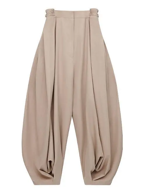Loewe Draped Wide-leg Cotton-silk Blend Trousers - Beige