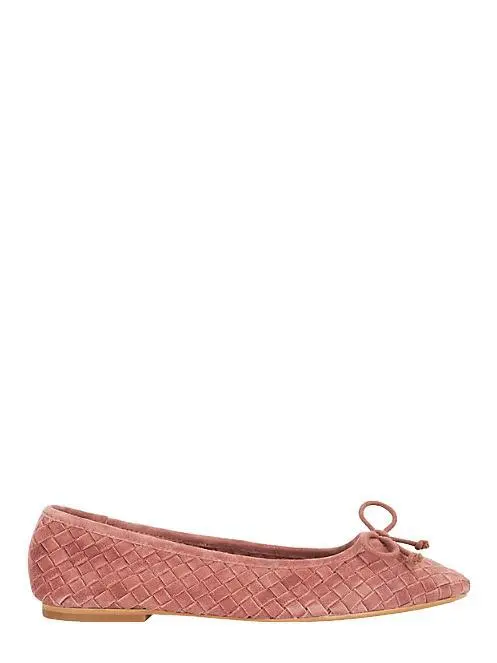 DUNE Heat Woven Leather Ballet Flats - Pink Suede