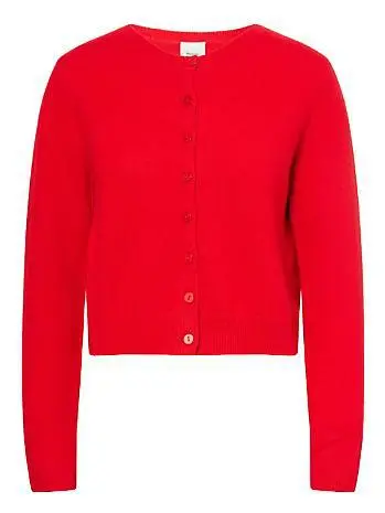 REFORMATION Clara Round-neck Cashmere Cardigan - Cherry