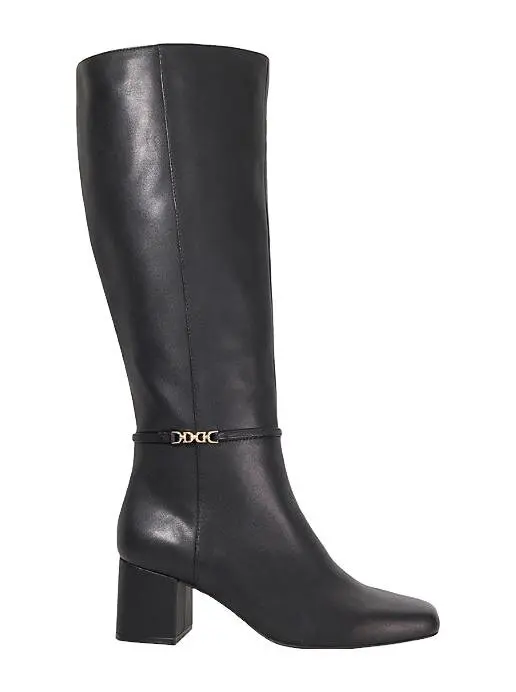 DUNE Leather Knee-high Boots - Black Leather